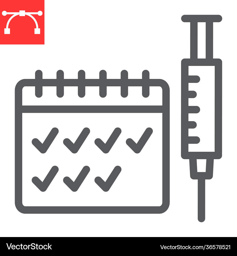 Seasonal vaccination line icon vaccine Royalty Free Vector