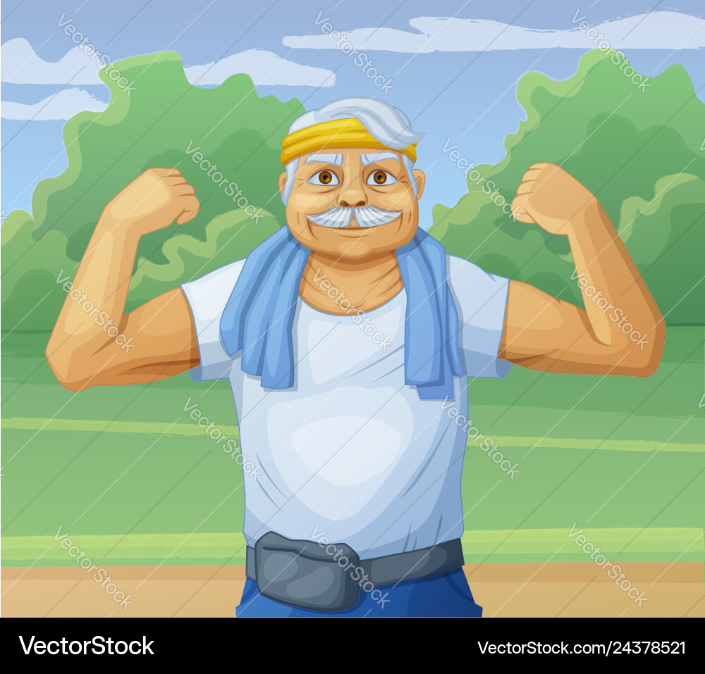 Senior man doing sport morning exercises in park Vector Image