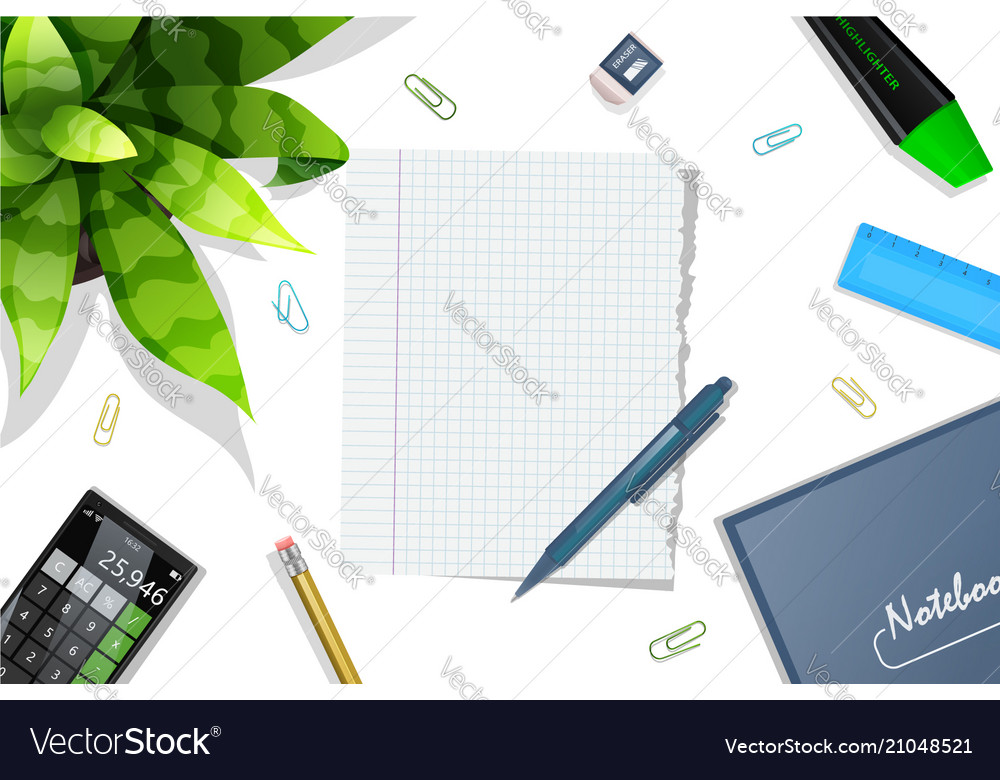 Studying table mockup top view Royalty Free Vector Image