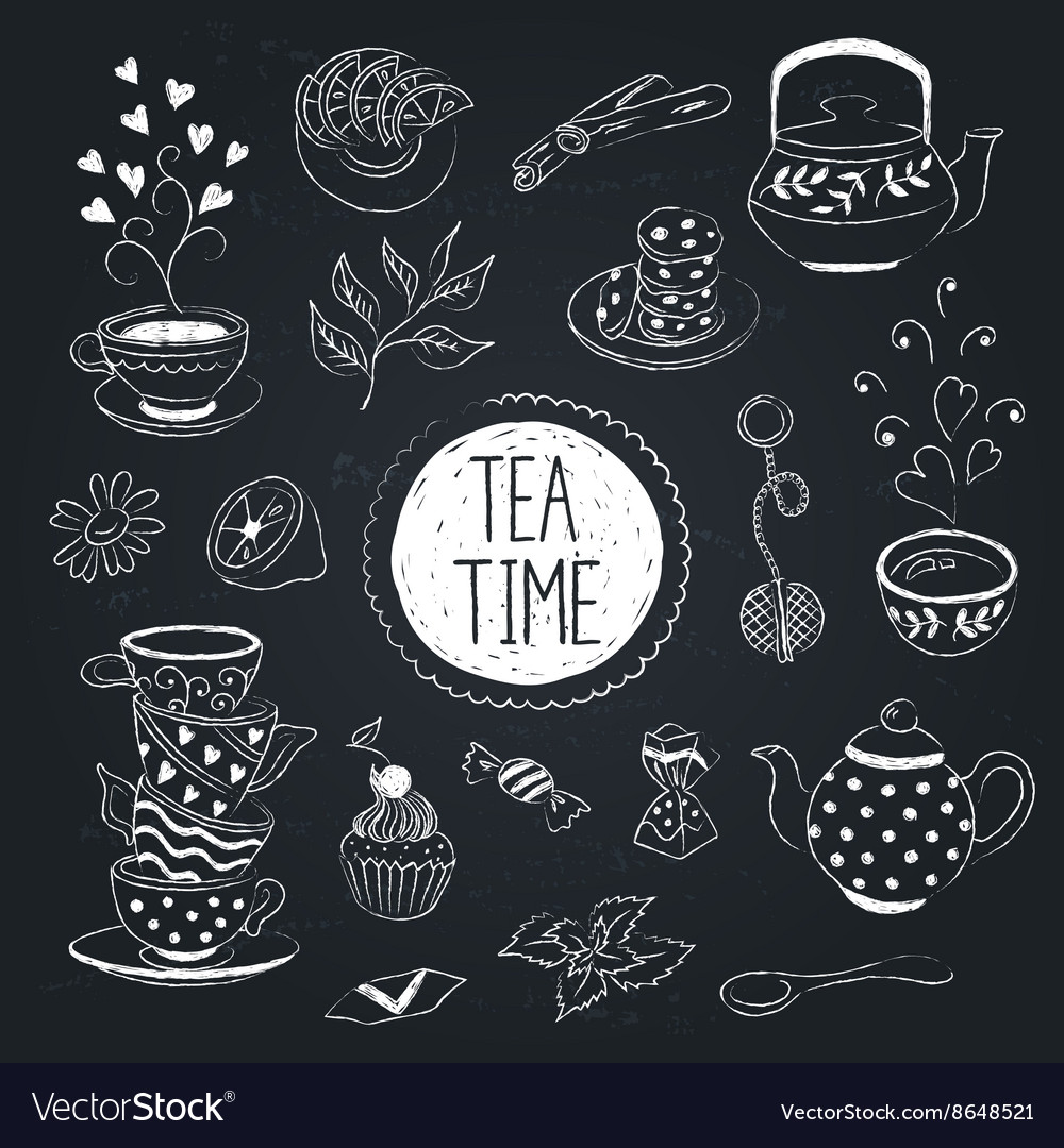 Tea time set Royalty Free Vector Image - VectorStock