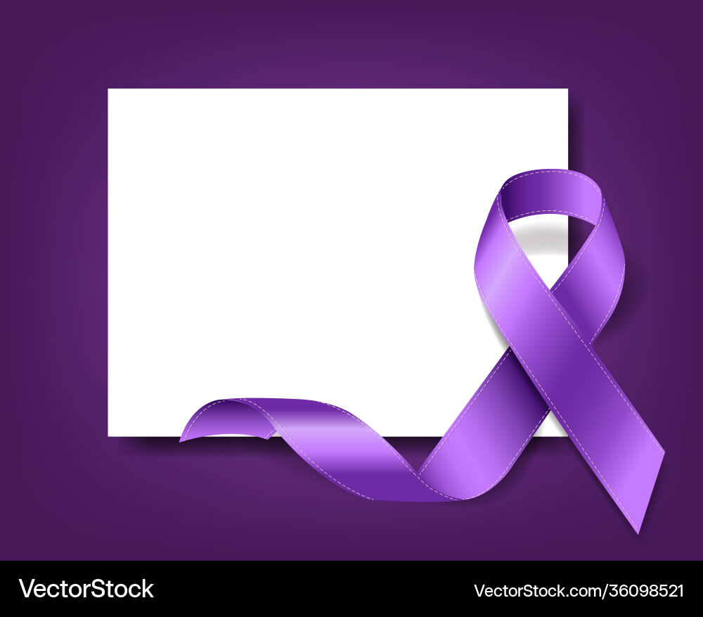 World cancer day with violet ribbon poster Vector Image