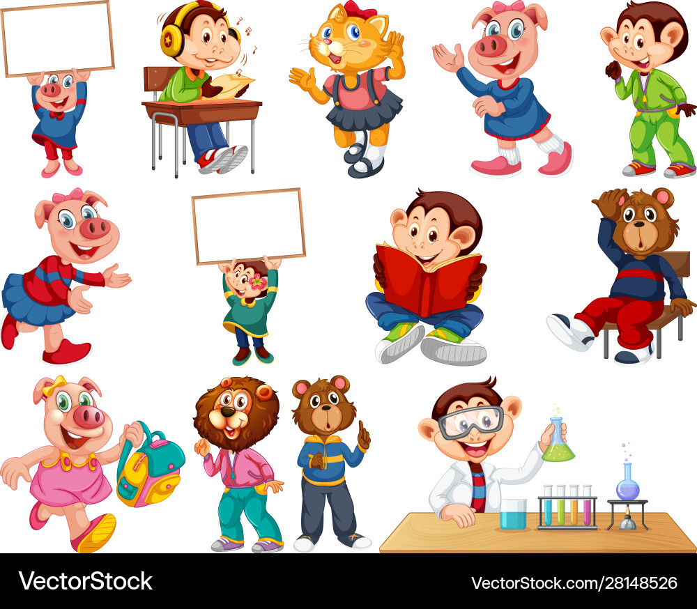 Animals acting in human-like actions and poses Vector Image