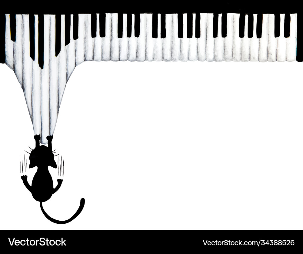 Black cat scratching piano - animal abstract Vector Image