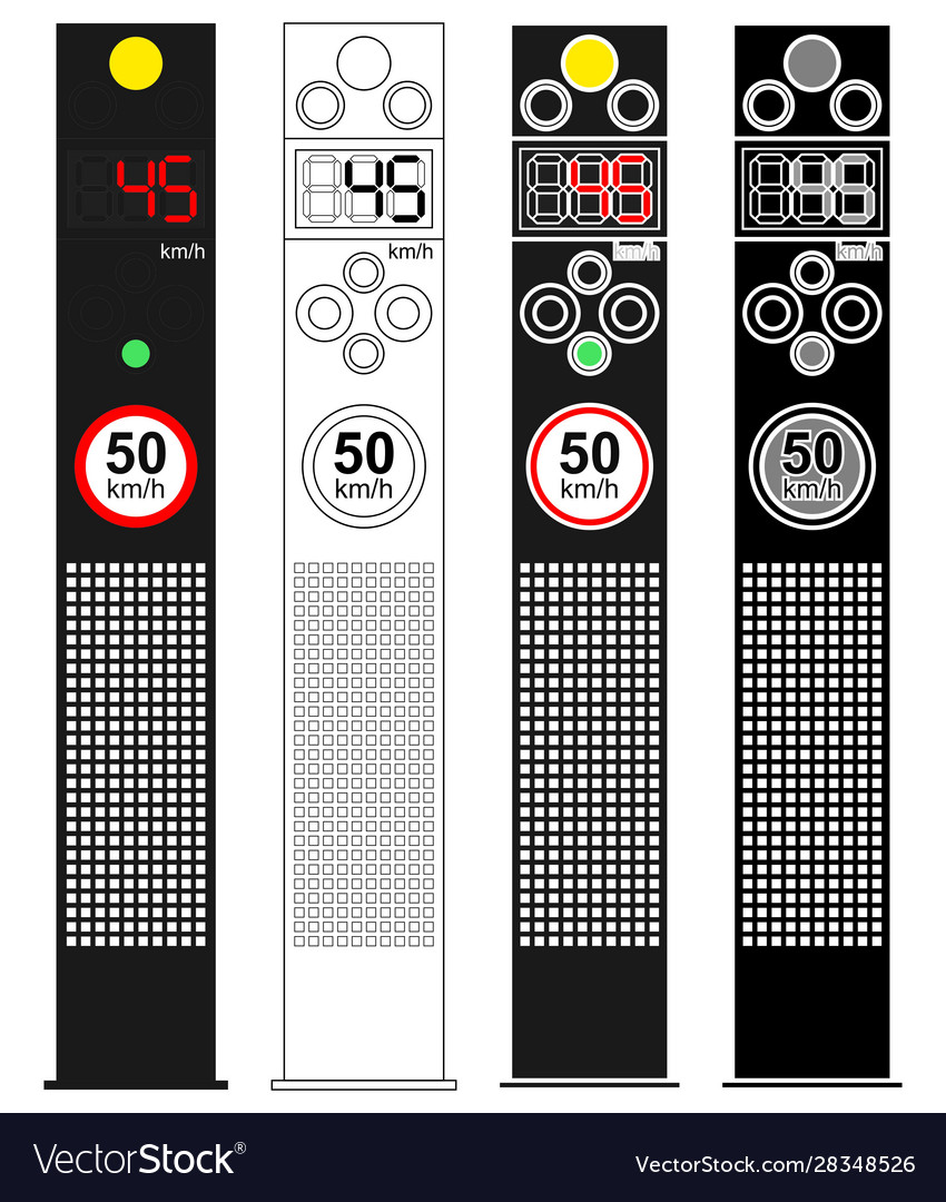 Fixed speed camera colored and outline Royalty Free Vector Fixed speed camera colored and outline Royalty Free Vector