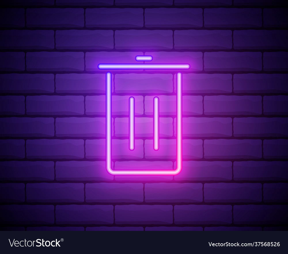 Glowing neon line trash can icon isolated Vector Image Glowing neon line trash can icon isolated Vector Image