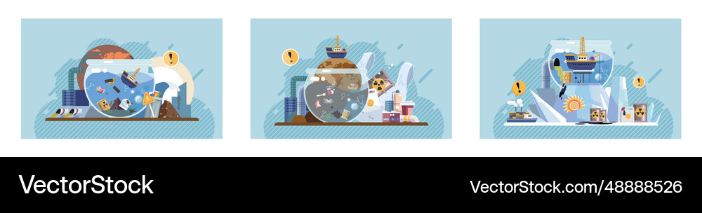 Industrial pollution air water and soil Royalty Free Vector