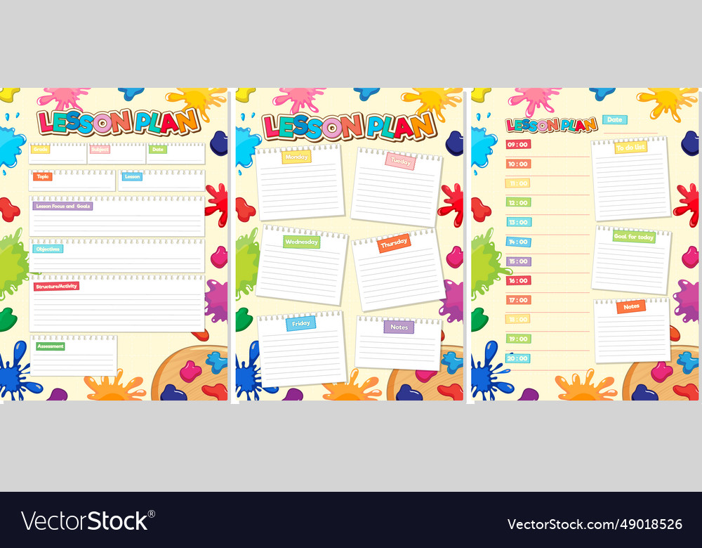 Lined notepad lesson plan template Royalty Free Vector Image