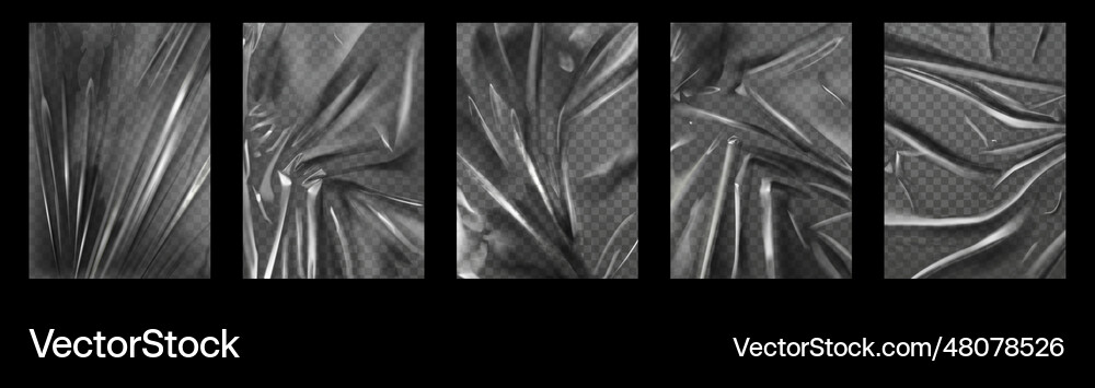 Plastic wrap crumpled and stretched polyethylene Vector Image