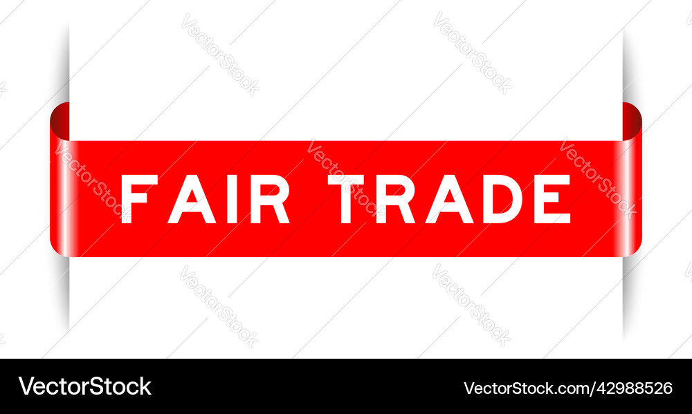 Red color inserted label banner with word fair Vector Image