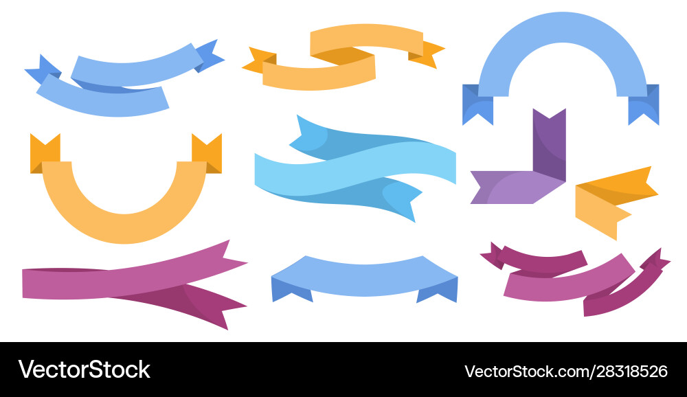 Ribbon banners set for text in various colors Vector Image
