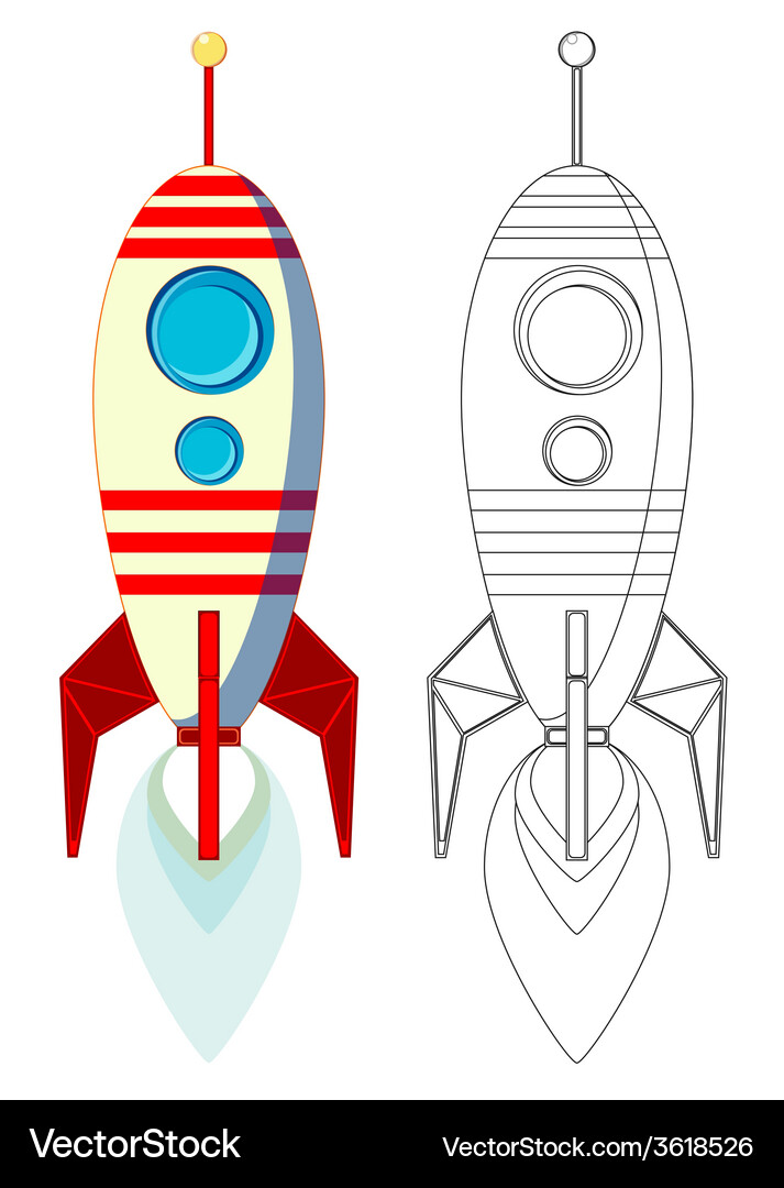 Rocket with Flame Royalty Free Vector Image - VectorStock