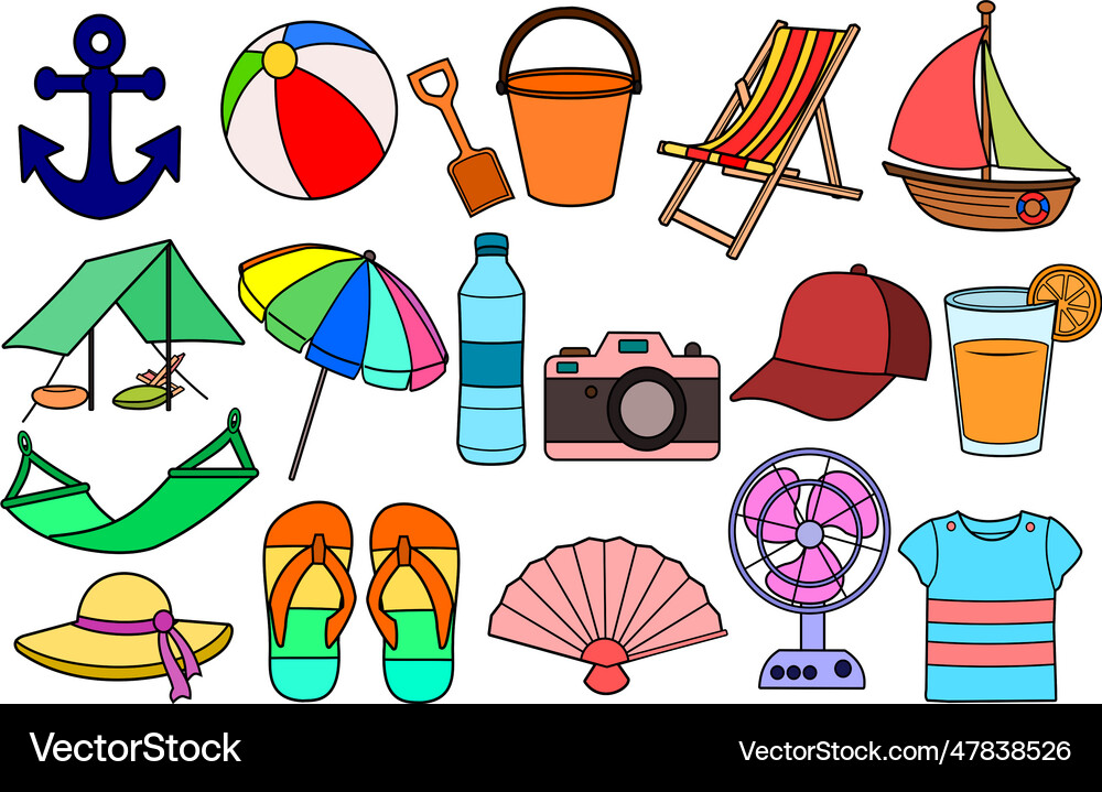 Set of colorful summer and beach elements Vector Image