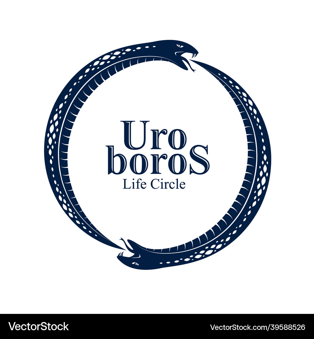 Snake eating its own tale uroboros Royalty Free Vector Image
