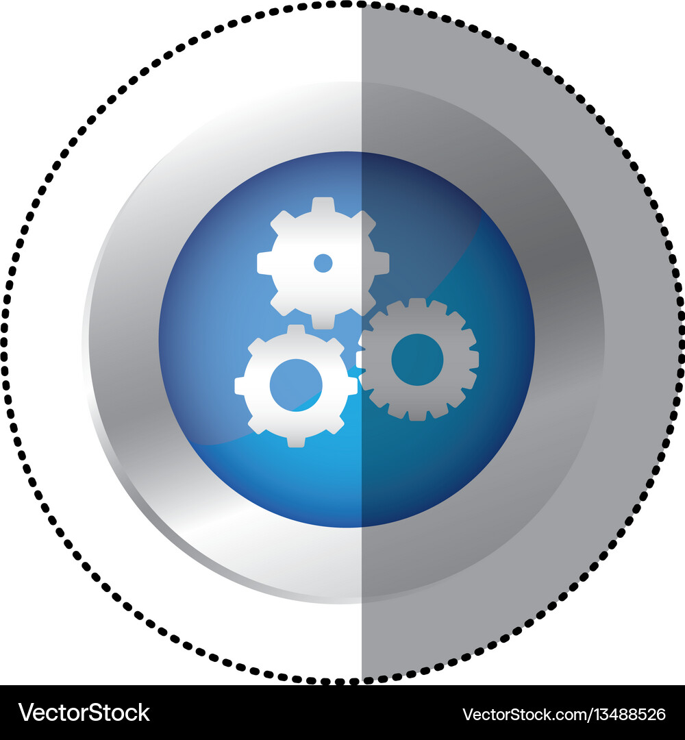 Sticker color circular emblem with pinions set Vector Image