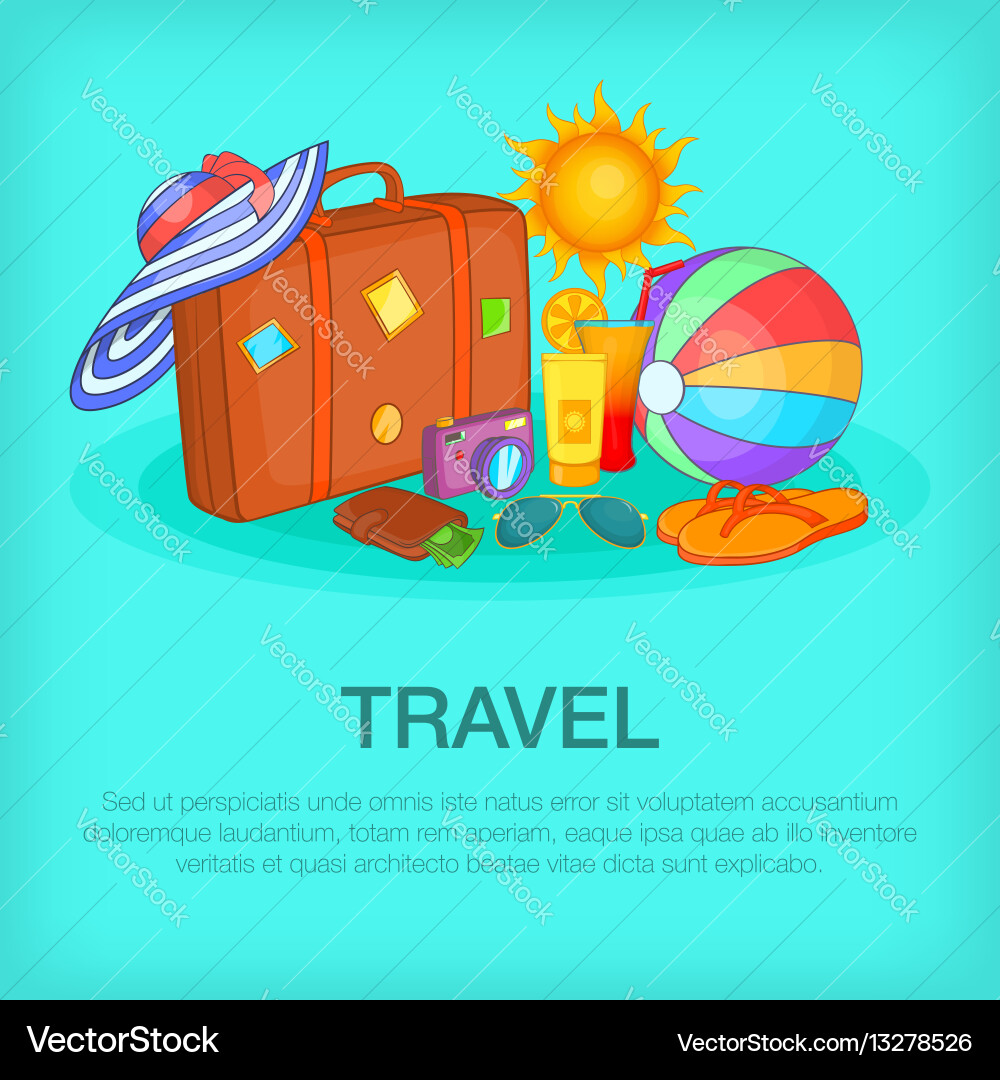 Travel concept kit cartoon style Royalty Free Vector Image