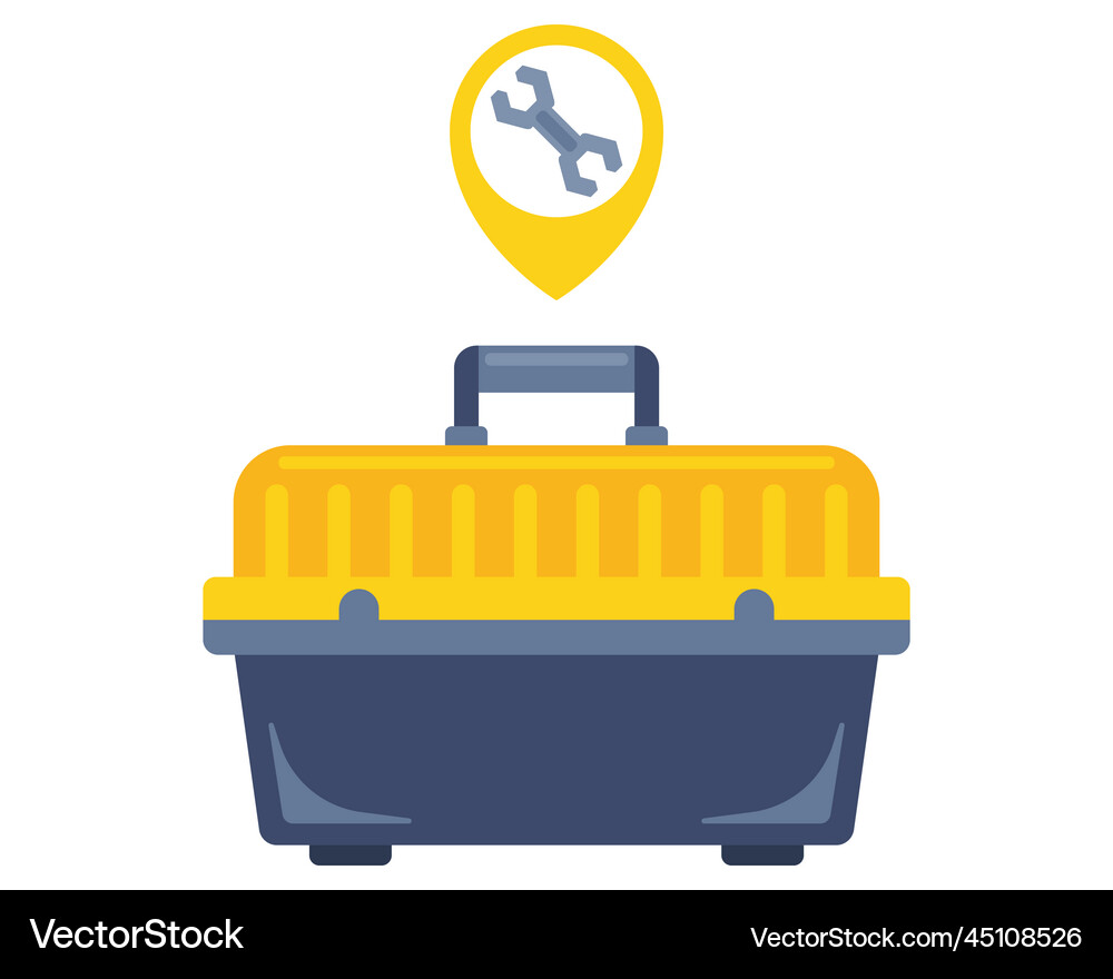 Yellow plastic tool storage box set for housework Vector Image