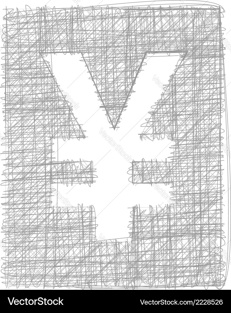 Yen sign - Freehand Symbol Royalty Free Vector Image