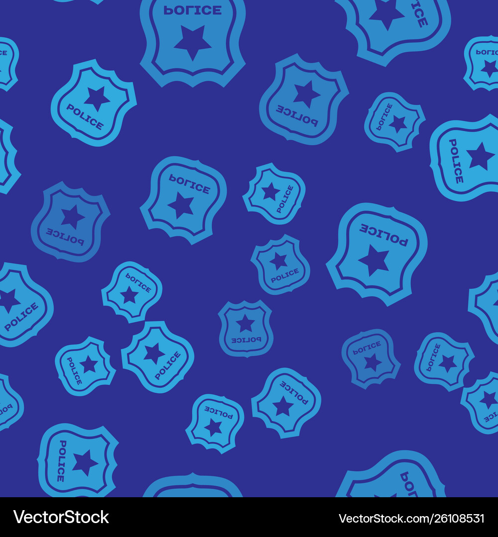 Blue police badge icon isolated seamless pattern Vector Image