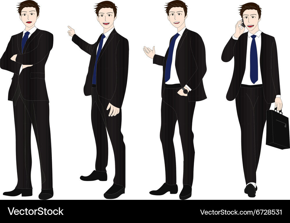 Business man full body color Royalty Free Vector Image