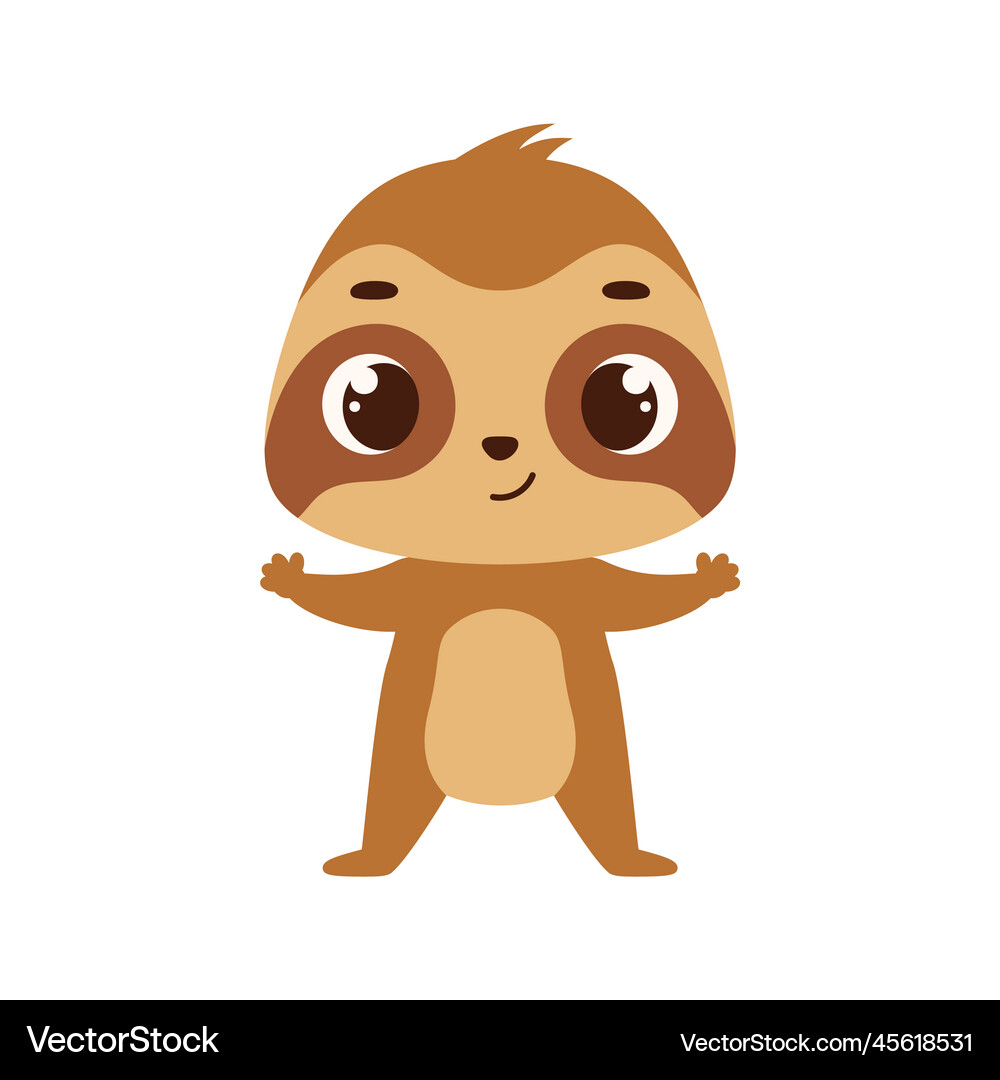 Cute little sloth on white background cartoon Vector Image