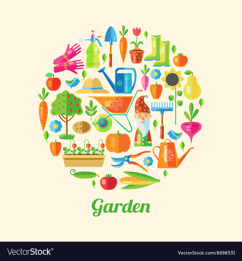 Garden colored poster Royalty Free Vector Image