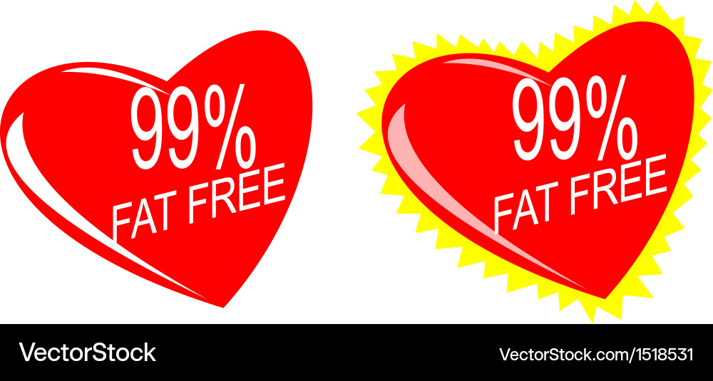 Heart with 99 fat free sign Royalty Free Vector Image