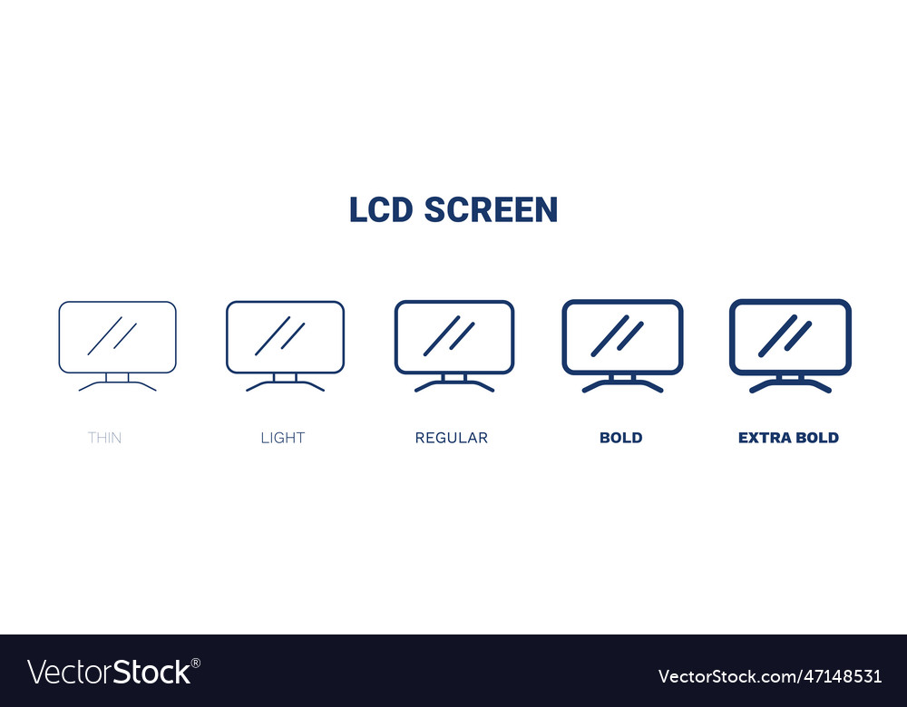 Lcd screen icon thin light regular bold black Vector Image