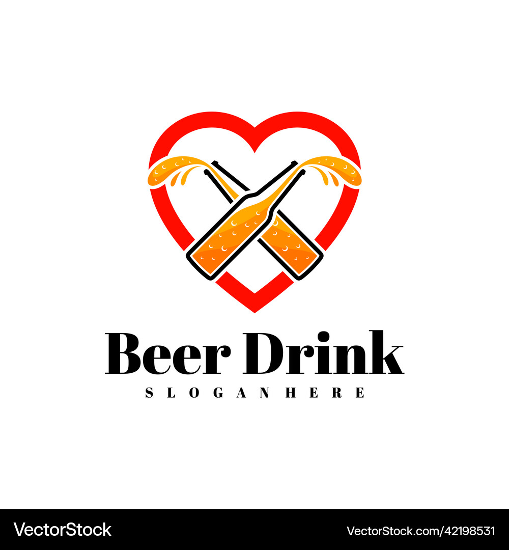 Love beer logo design creative beer drink logo Vector Image