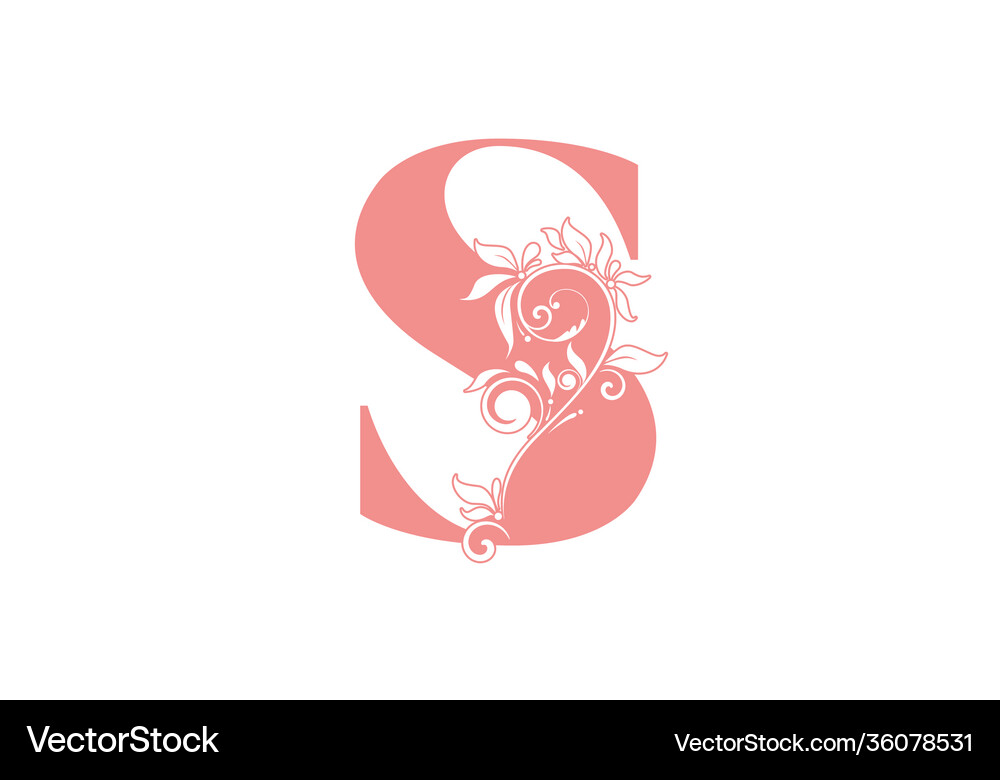 Monogram letters s floral alphabet Royalty Free Vector Image