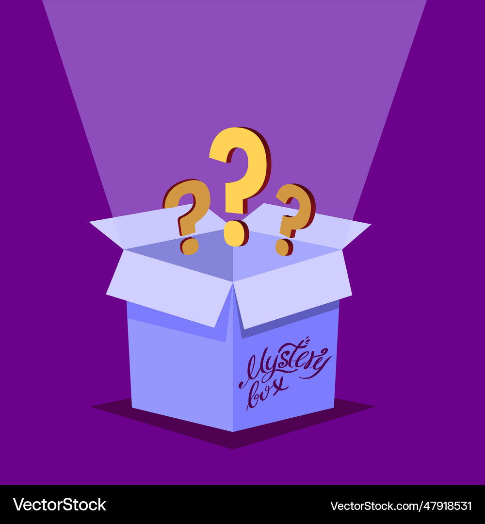 Mystery secret boxes cardboard open box with Vector Image