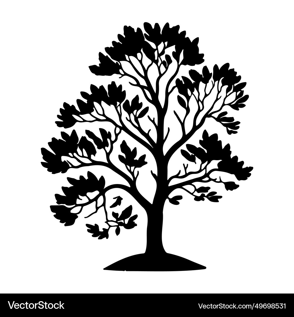 Quercus icon hand draw black colour tree logo Vector Image