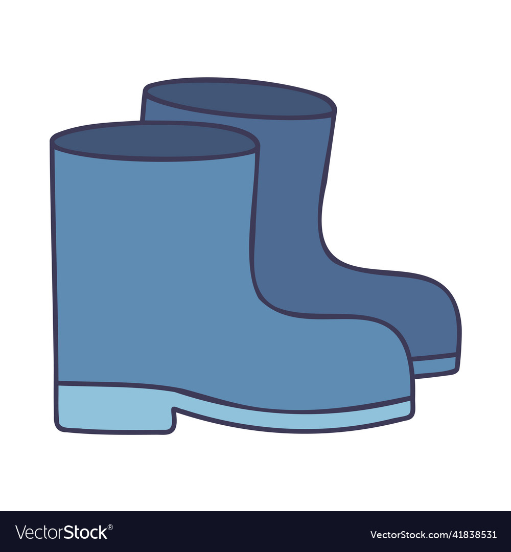 Rubber boots hand drawn spring icons Royalty Free Vector