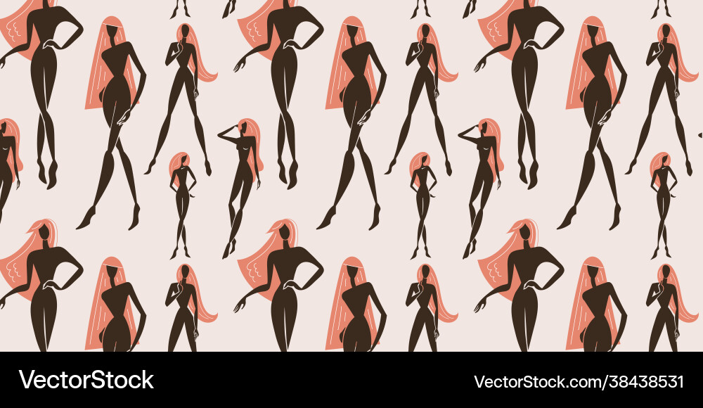 Seamless feminine woman standing Royalty Free Vector Image