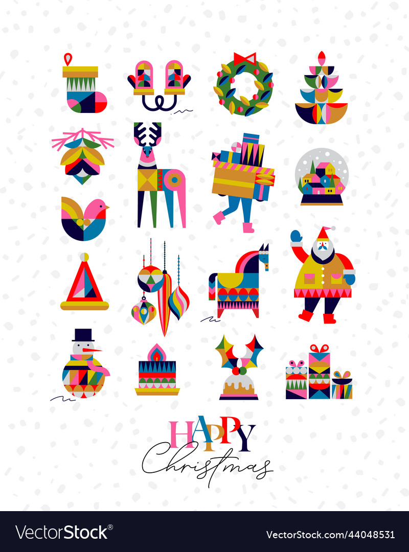 Set christmas symbols red white Royalty Free Vector Image