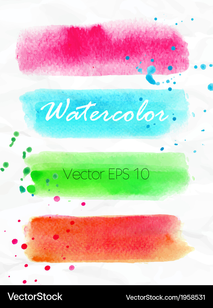 Set of watercolor stripes bright design elements Vector Image