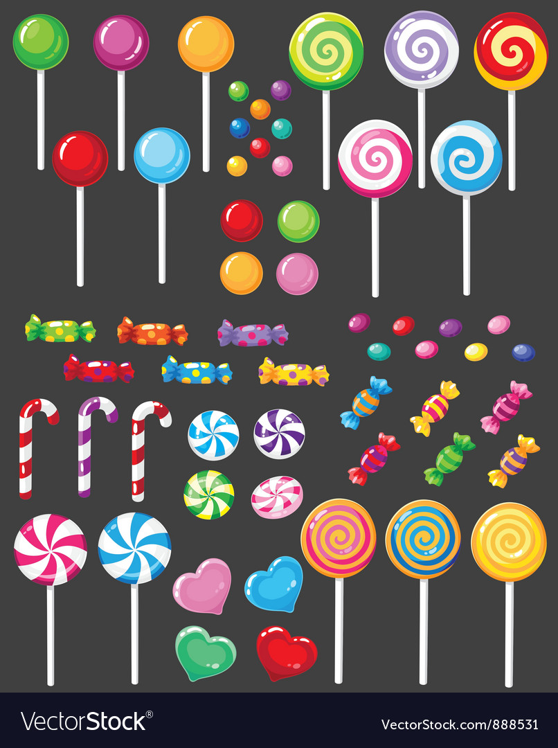 Sweets candy set Royalty Free Vector Image - VectorStock