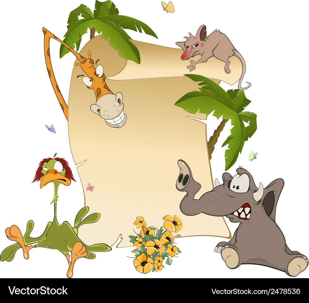 Animals With Blank Sign Board cartoon Royalty Free Vector