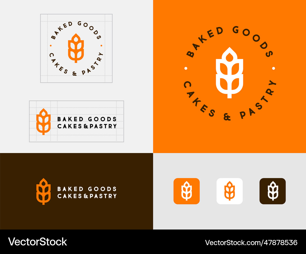 Baked goods logo bakery emblem wheat spike Vector Image