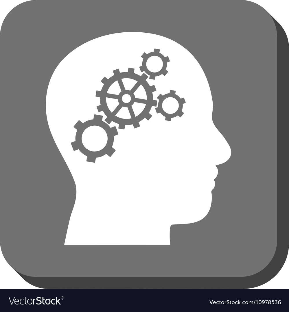 Brain gears rounded square icon Royalty Free Vector Image Brain gears rounded square icon Royalty Free Vector Image
