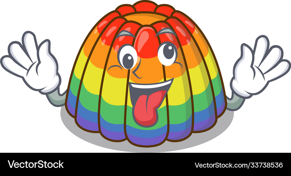 Cute sneaky rainbow jelly cartoon character Vector Image