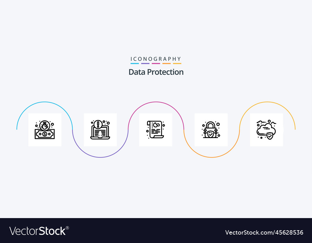 Data protection line 5 icon pack including data Vector Image