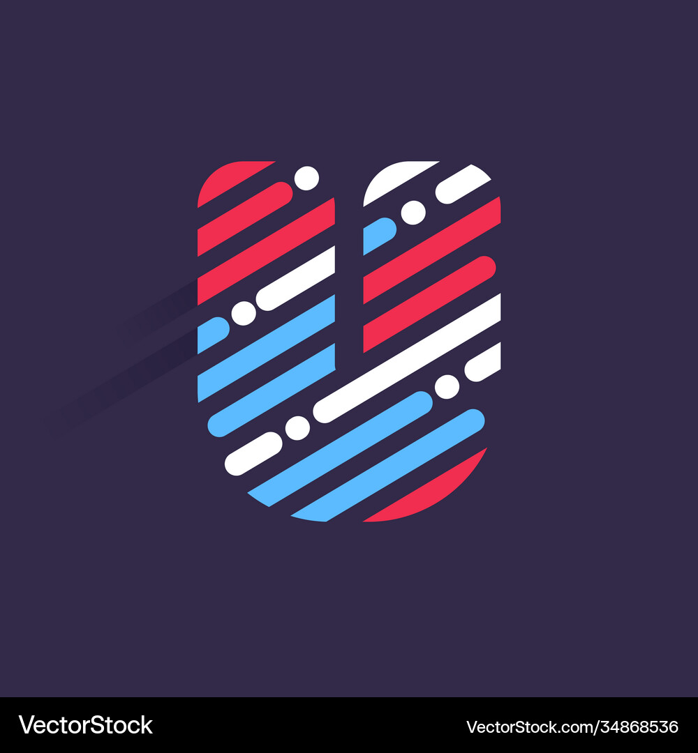 Fast speed u letter logo with incline lines Vector Image