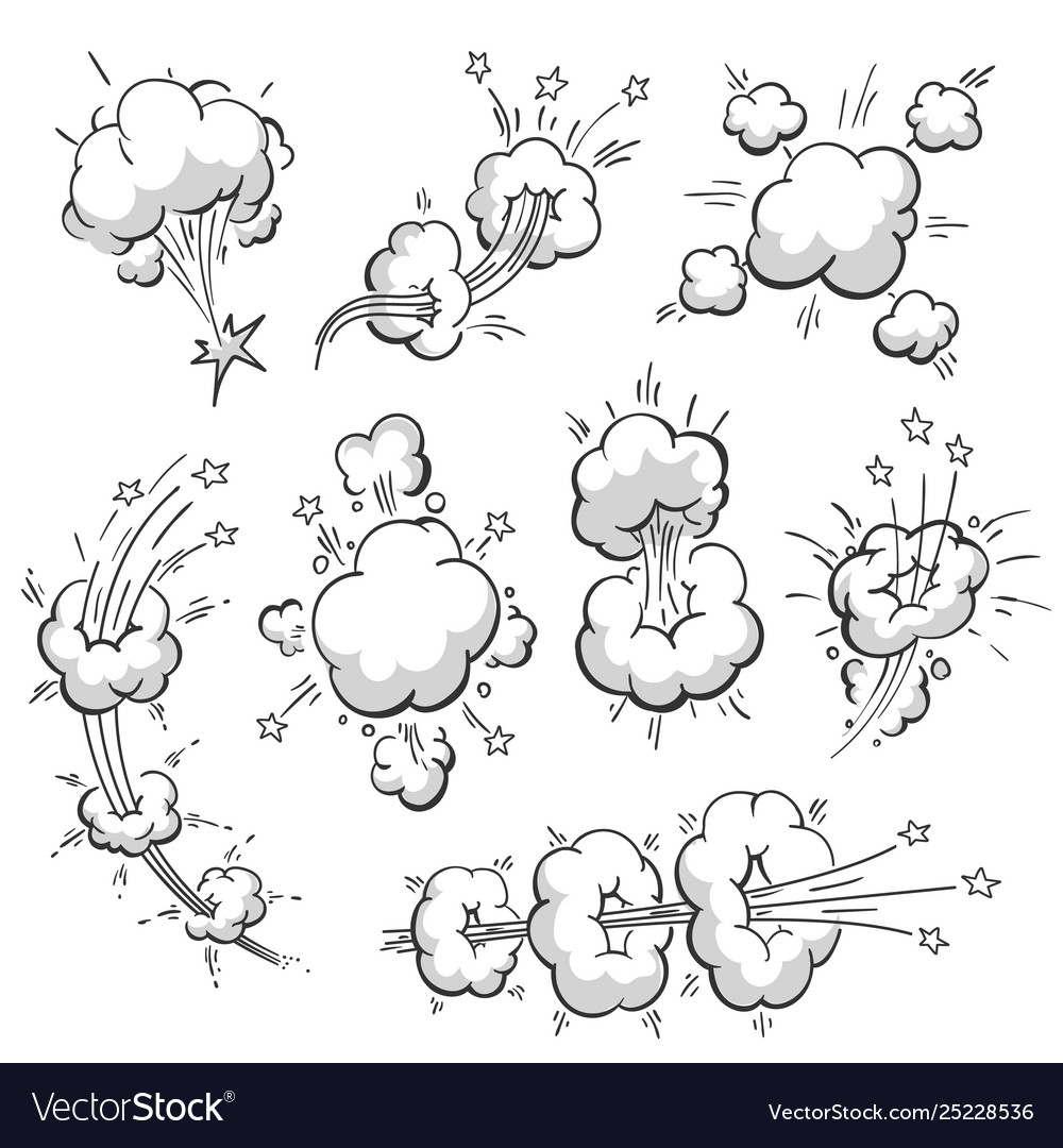 Hand drawn comic cloud set Royalty Free Vector Image