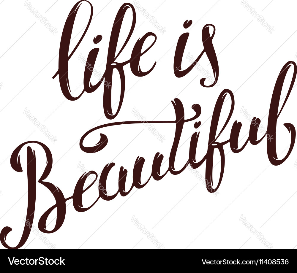 Life is beautiful hand drawn lettering isolated Vector Image
