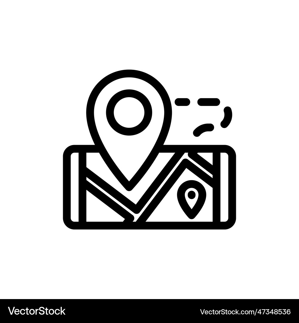 Pin on the map location line icon for websites Vector Image