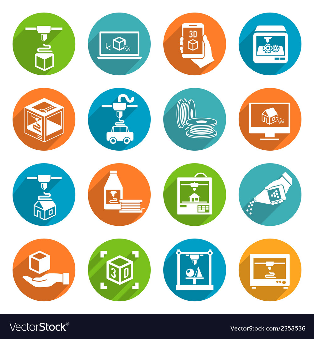 Printer 3d Icons Royalty Free Vector Image - VectorStock
