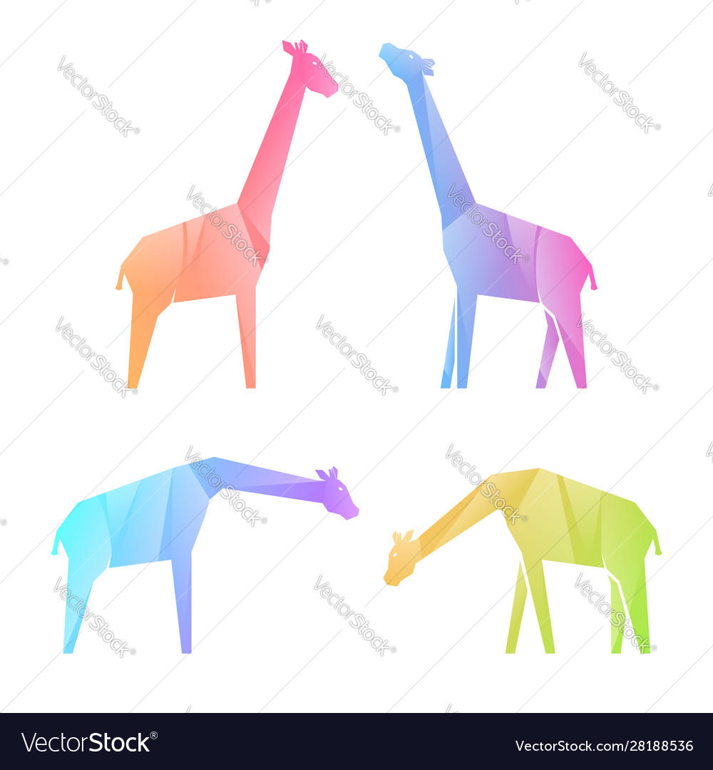 Set multi-colored gradient giraffes Royalty Free Vector