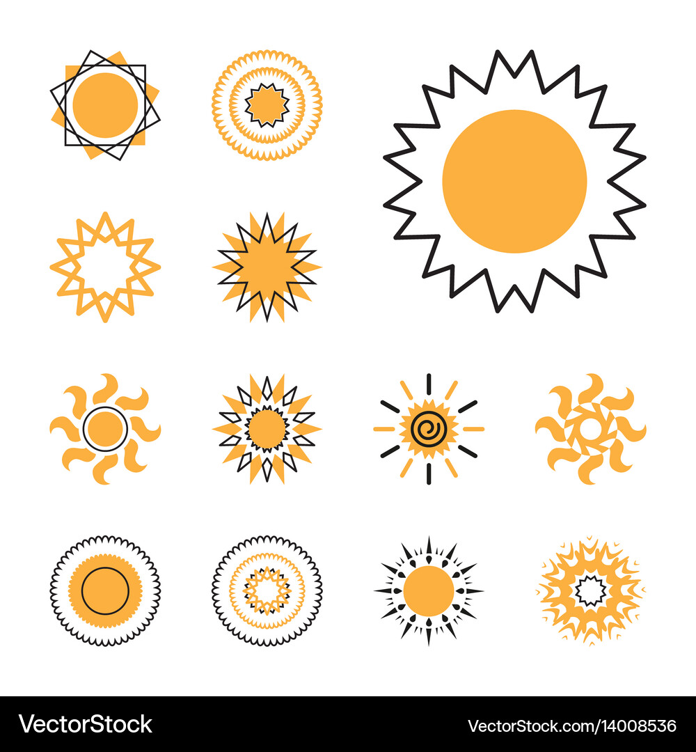 Set of sun icons Royalty Free Vector Image - VectorStock