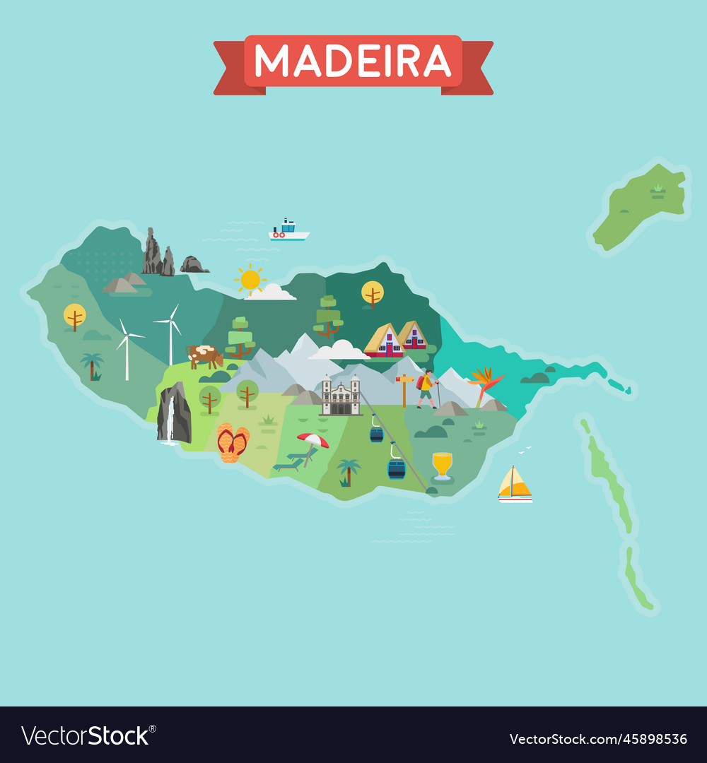 Stylized madeira map Royalty Free Vector Image