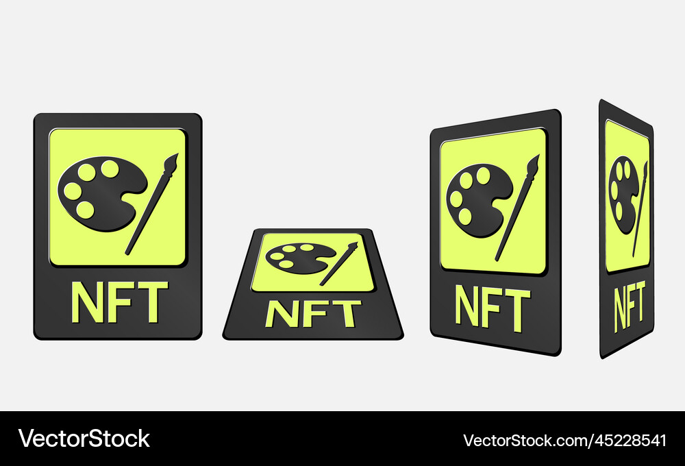 3d token nft cards in crypto artwork nft card Vector Image